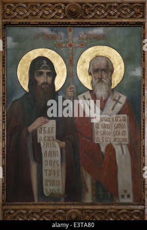 Byzantine icon of Saints Cyril and Methodius, the two brothers who were ...