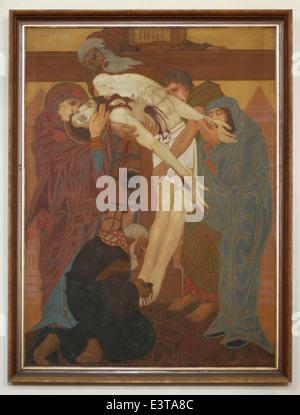 . Descent from the cross, byzantine icon . 14th century. Anonimous 160 Descent AgiaMarina Stock ...