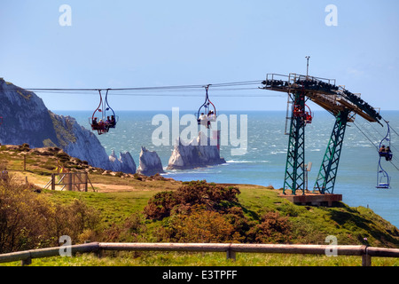 The Needles Chair Lift, Isle of Wight, 2021. A chairlift carrying ...
