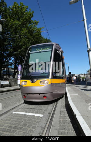 Dublin, Ireland. 30th June, 2014. Image of a luas tram in operation on ...