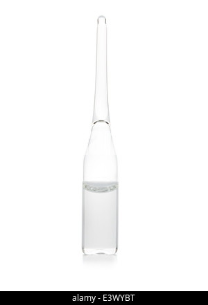 Glass medical ampoule vial for injection. Medicine is dry white drug ...