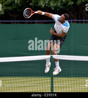 Manchester, UK. 1st July, 2014. Jack Findel-Hawkins returns the ball ...