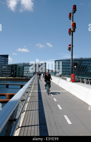 The combined bicycle and walkway steel bridge, Bryggebroen - over the ...