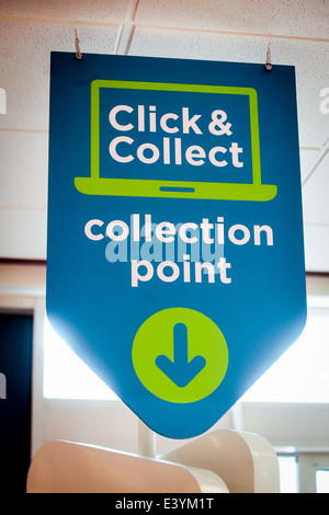 click and collect sign in supermarket car park Glasgow, Scotland, UK ...