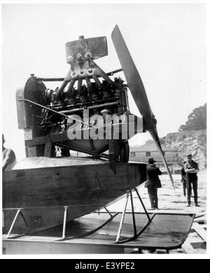 A historical photograph of the Loughead Hydro, a military hydroplane ...