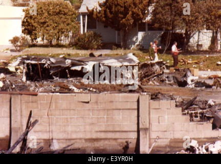 Photograph documenting the tragic crash of PSA Flight 182, featuring a ...