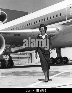 A photograph of a Pacific Southwest Airlines (PSA) flight attendant ...