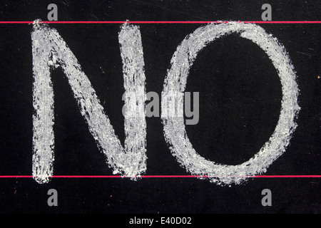 NO word handwritten on black chalkboard Stock Photo - Alamy