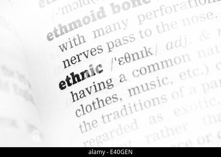 Ethnic Dictionary Definition closeup with soft focus Stock Photo - Alamy