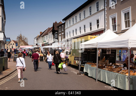 Market stalls, Buttermarket, Bury St Edmunds, Suffolk, England Stock ...