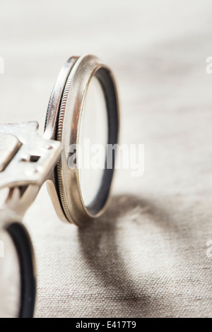 close-up old fashioned glasses. glasses vintage on a retro table Stock ...