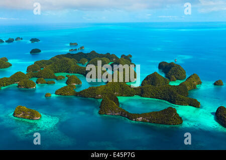 Rock islands covered with rainforest, the limestone islands have been ...