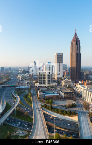 A vertical shot of downtown Atlanta skyscrapers seen, Atlanta, Georgia ...