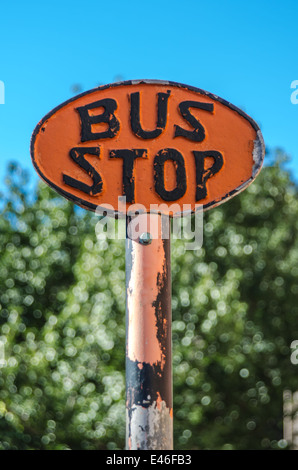 Vintage bus stop sign in bury lancashire uk Stock Photo - Alamy