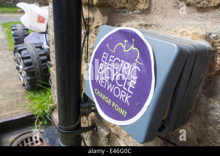 An electric bike recharging point at a cafe in tosside in the Forest of ...