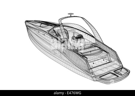speedboat, Speeding Powerboat,3D model body structure, wire model Stock ...