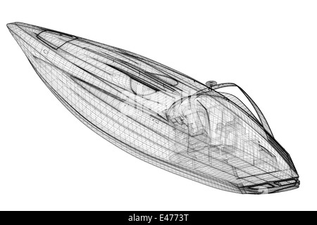 speedboat, Speeding Powerboat,3D model body structure, wire model Stock ...