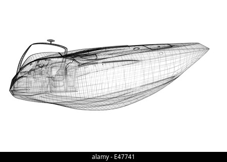 speedboat, Speeding Powerboat,3D model body structure, wire model Stock ...