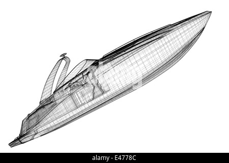 speedboat, Speeding Powerboat,3D model body structure, wire model Stock ...