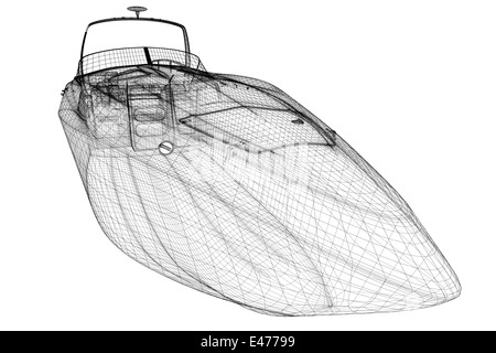 speedboat, Speeding Powerboat,3D model body structure, wire model Stock ...