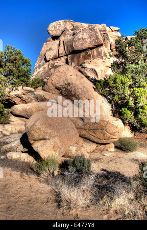 Rock formations and a Joshua Tree, in Joshua Tree National Park ...