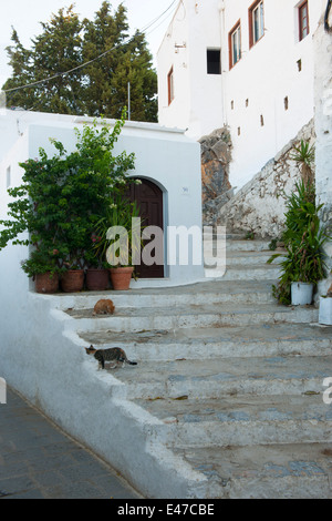 Griechenland, Rhodos, Lindos, Gasse in der Altstadt Stock Photo - Alamy