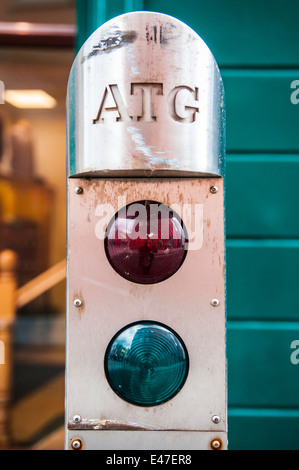 Warning signs for the rising bollard traffic control at Emmanuel street ...