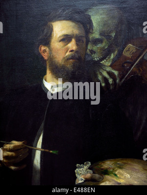 Arnold Bocklin, Self-portrait with Death as a Fiddler 1872 Oil on ...