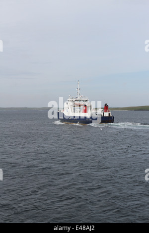 Bluemull Sound ferry MV Bigga departing Gutcher Yell Shetland Scotland ...