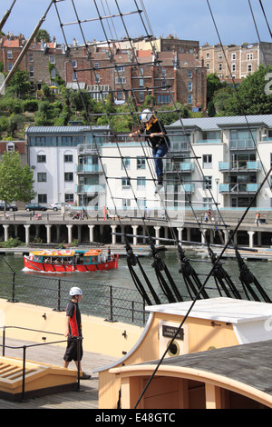 Climbing the main mast rigging, SS Great Britain, Bristol Docks ...