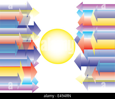 The All Colorful Arrow Direct Forward Center Stock Photo - Alamy
