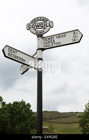 An old West Riding of Yorkshire signpost in Wharfedale, Yorkshire Dales ...