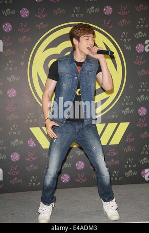 Taipei. 6th July, 2014. Calvin Chen and actress Zhou Xiaohan attend ...