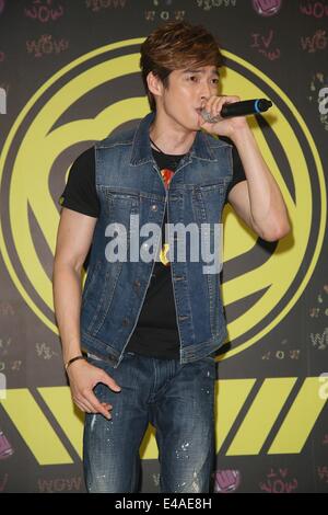 Taipei. 6th July, 2014. Calvin Chen and actress Zhou Xiaohan attend ...