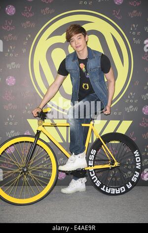 Taipei. 6th July, 2014. Calvin Chen and actress Zhou Xiaohan attend ...