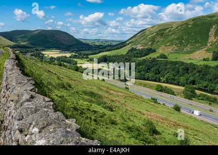 The M6 runs through the Lune Gorge in Cumbria North West England. A ...