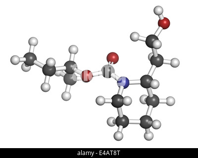 Icaridin (picaridine) insect repellent molecule. Atoms are represented ...