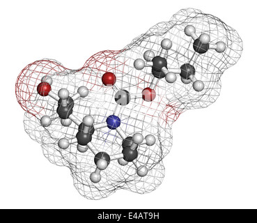Icaridin (picaridine) insect repellent molecule. Atoms are represented ...