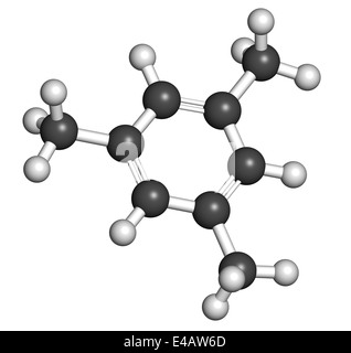 Mesitylene aromatic hydrocarbon molecule. Important solvent in chemical ...