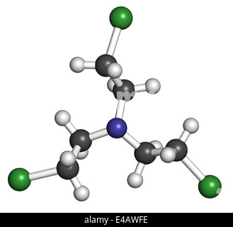 Molecular structure of mustard gas molecule showing carbon (black ...