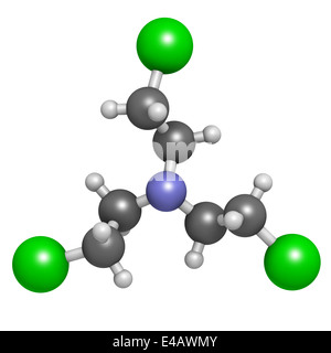 Molecular structure of mustard gas molecule showing carbon (black ...