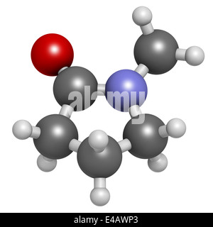 N-methyl-2-pyrrolidone (NMP) chemical solvent molecule. Atoms are ...