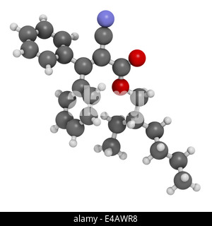 Octocrylene sunscreen molecule. Atoms are represented as spheres with ...