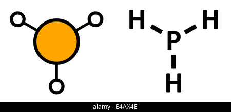 Phosphine (phosphane, PH3) molecule. Used as reagent in chemistry and ...