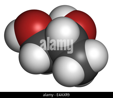Propylene glycol (1,2-propanediol) molecule. Used as solvent in ...