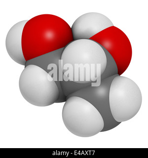 Propylene glycol (1,2-propanediol) molecule. Used as solvent in ...