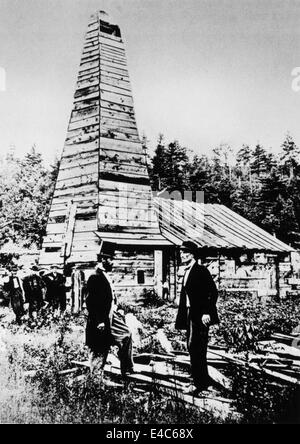 FIRST OIL WELL Edwin Drake drills the world's first oil well at Stock ...
