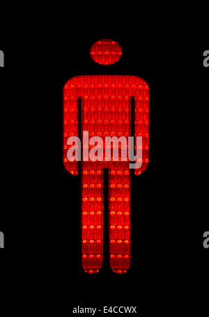Close up of red figure pedestrian traffic light concept for stop ...