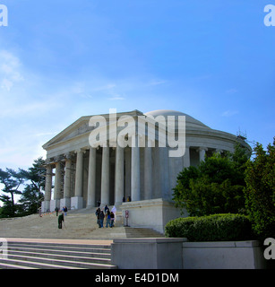 The Jefferson Memorial, located in Washington, D.C., is illuminated at ...