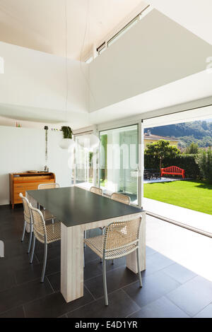 Modern villa, interior, dining table view Stock Photo - Alamy